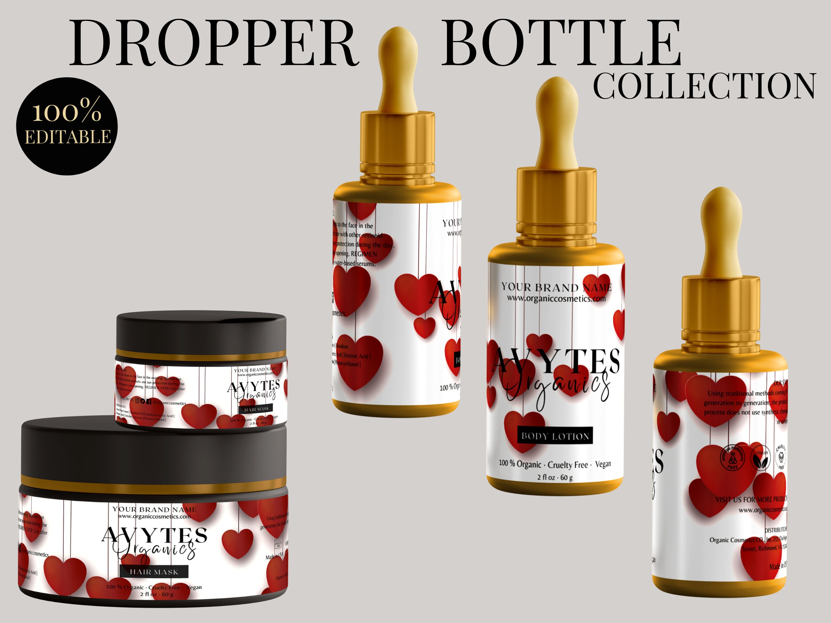 LOVE Cosmetic Labels: Valentine's Day DIY Product Label Template - Etsy