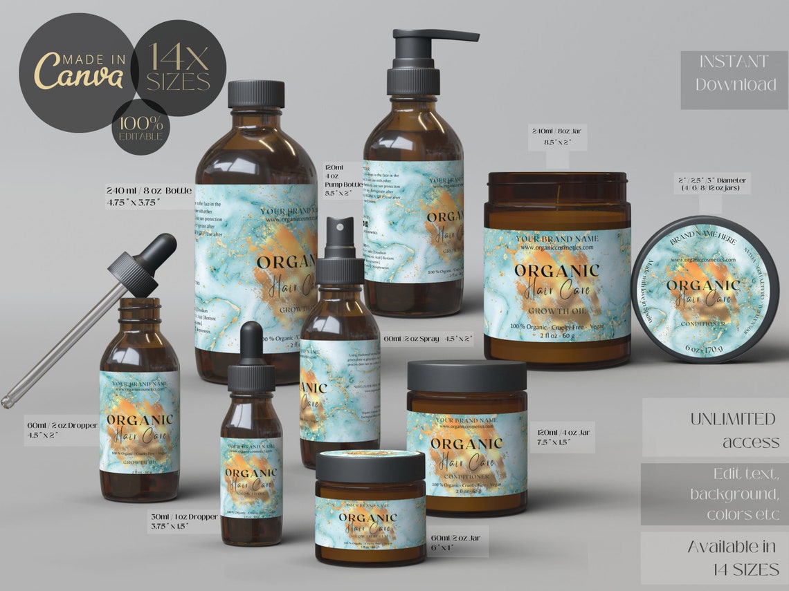 DIY Editable Skincare/cosmetic Label Collection Shampoo - Etsy