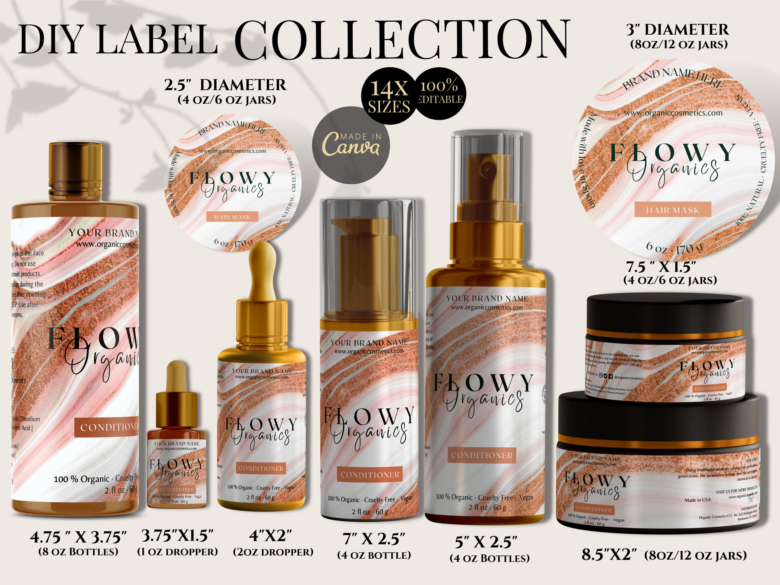 Editable Body Product Labels DIY Cosmetic Labels Glitter | Etsy