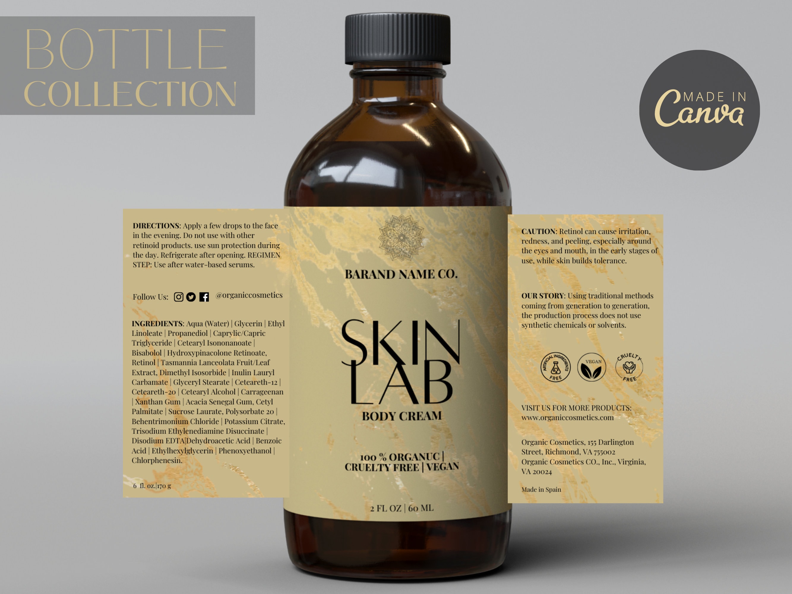 Editable Cosmetic Product Label Template Minimal Style - Etsy Australia