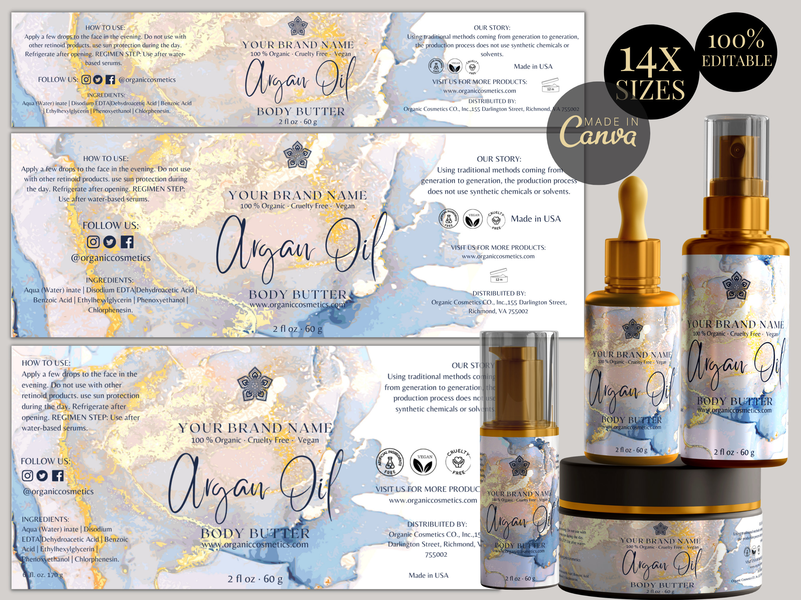 Editable Skincare Labels Pack DIY Body Product Labels - Etsy