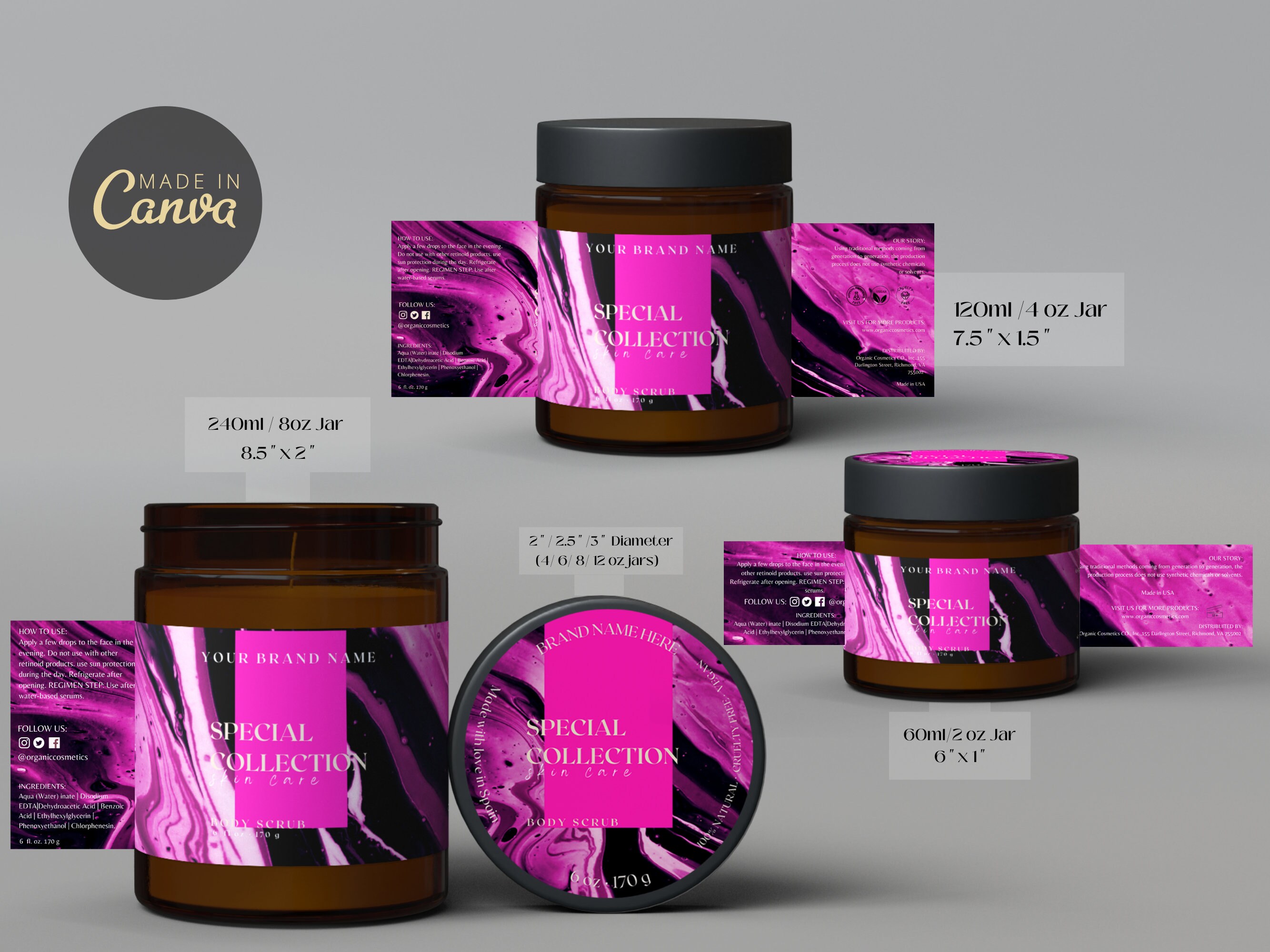 Editable Cosmetic Label Template Custom Skincare Product - Etsy