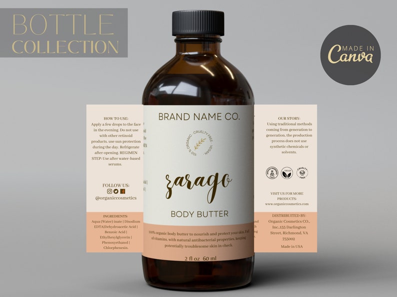 Editable Body Product Labels CANVA DIY Cosmetic Labels - Etsy