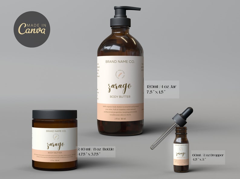 Editable Body Product Labels CANVA DIY Cosmetic Labels - Etsy Canada