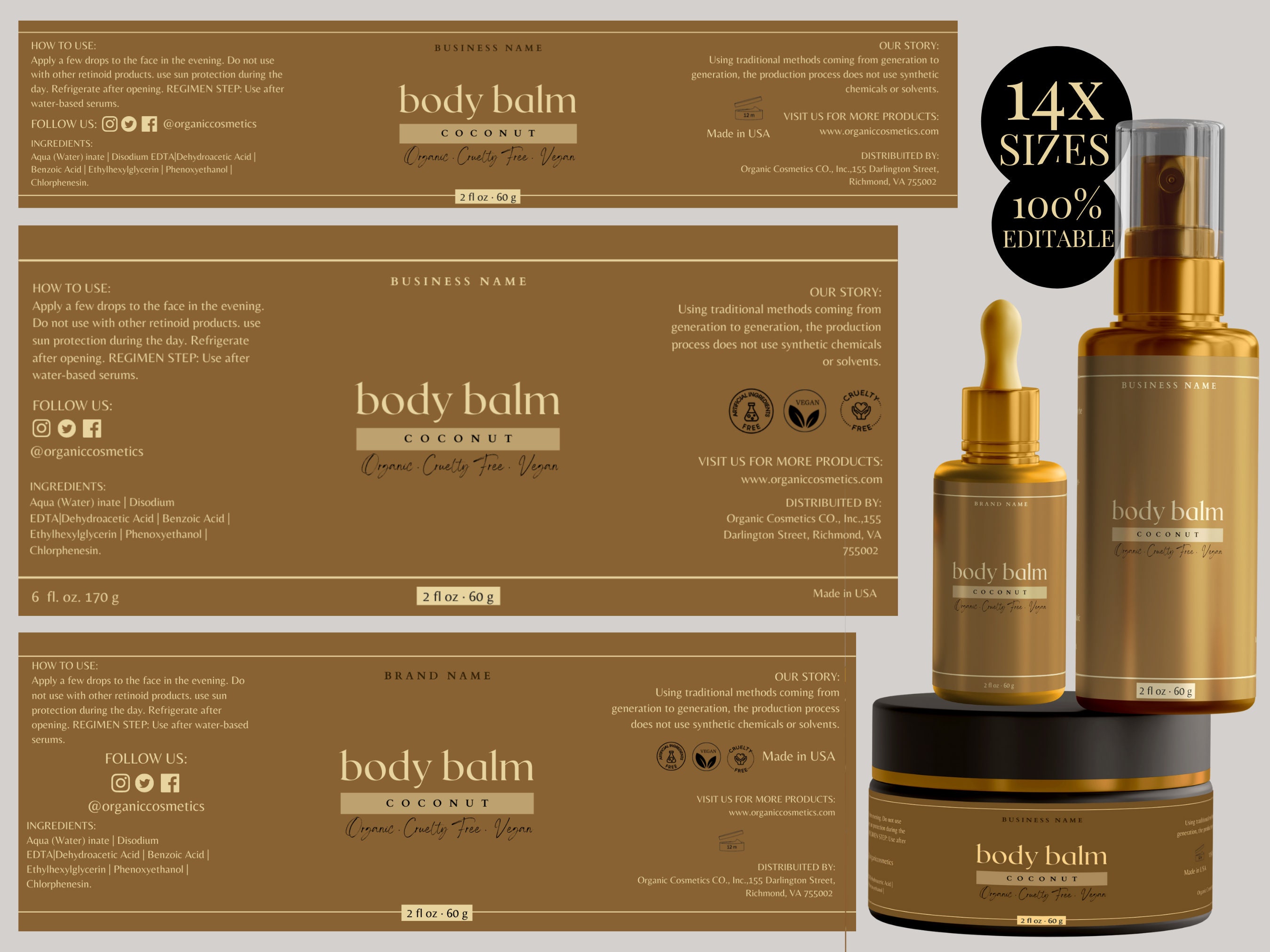 Editable Body Product Labels Cosmetic Labels Printable DIY - Etsy