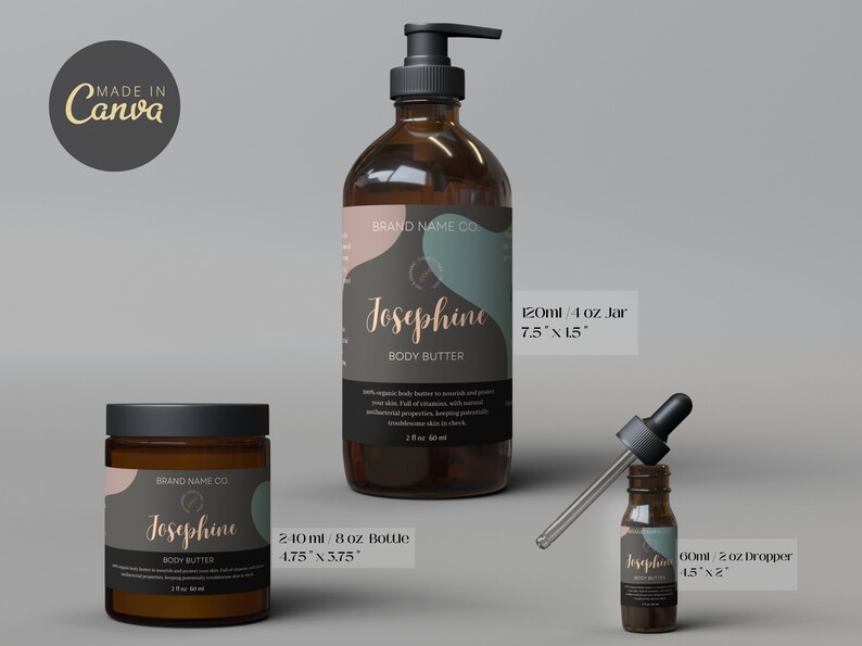 Cosmetic Labels Body Butter Labels Bottle Labels Editable - Etsy