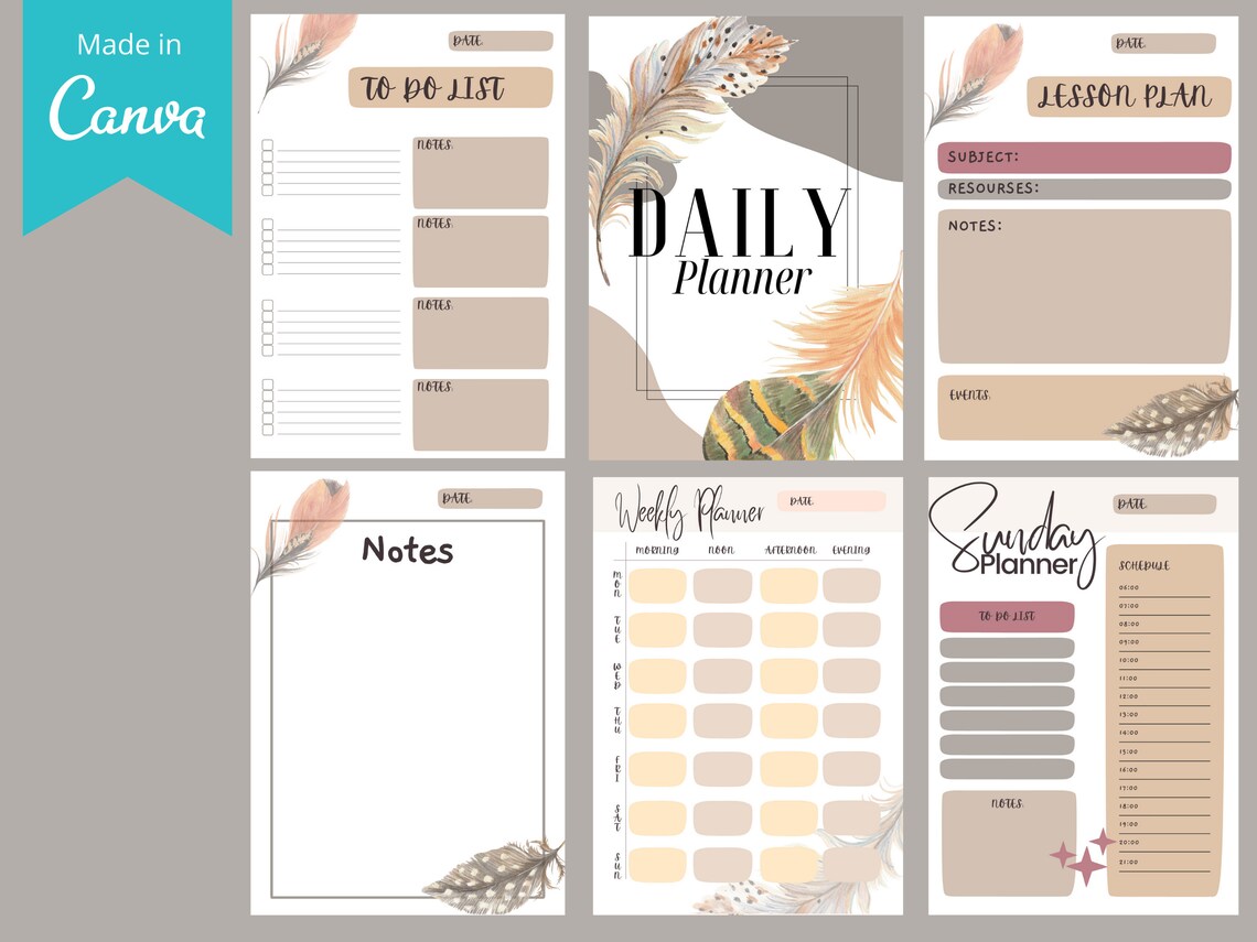 Printable Daily Planner Boho Student Planner Printable - Etsy