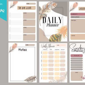 Printable Daily Planner, Boho Student Planner Printable - Etsy
