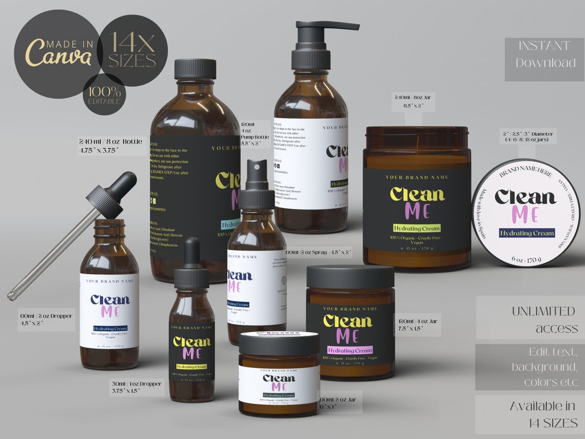 Editable Cosmetic Product Label Template Product Packaging - Etsy