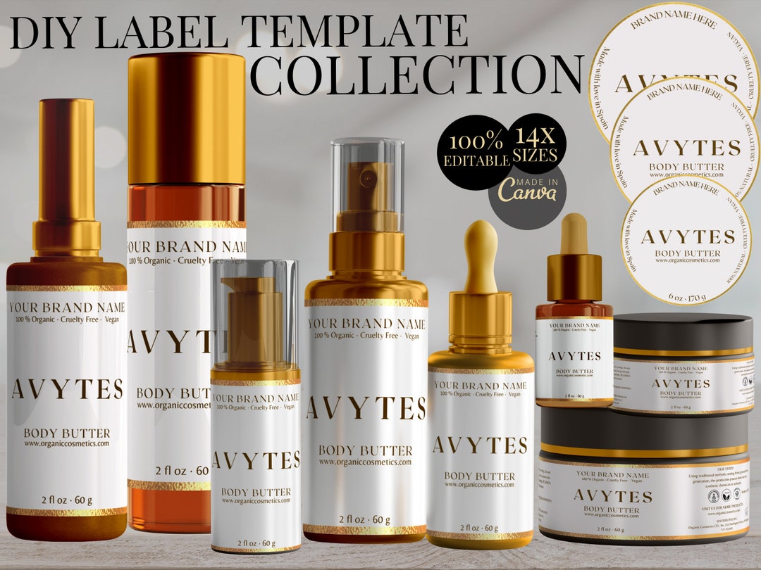 DIY Editable Cosmetic Label Template, Skincare Product Labels ...