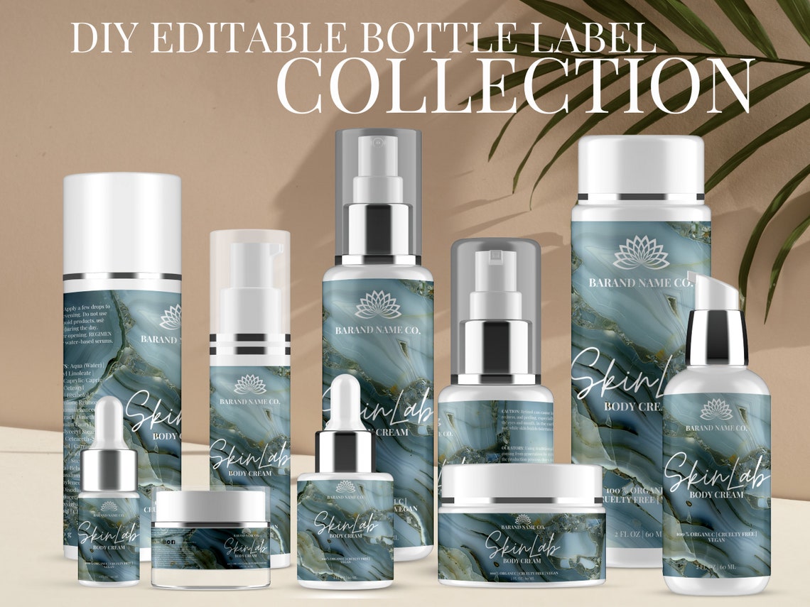 Marble Labels DIY Editable Skincare Product Label Collection | Etsy