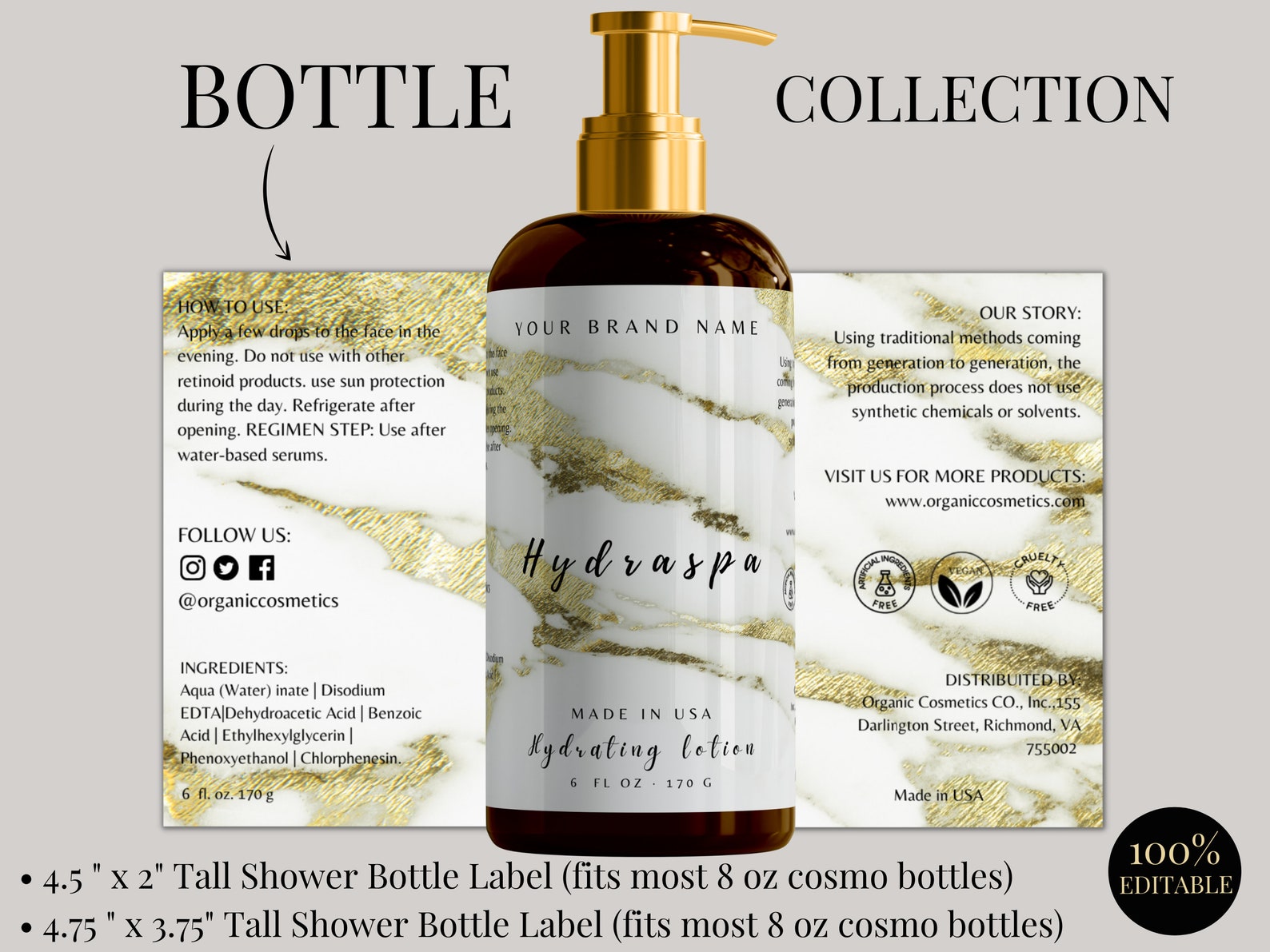 Editable Gold Marble Skincare Label Template Skincare | Etsy