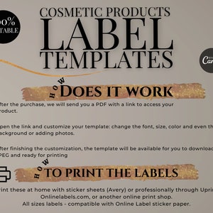 Editable Body Product Labels, DIY Cosmetic Labels, Glitter Editable ...