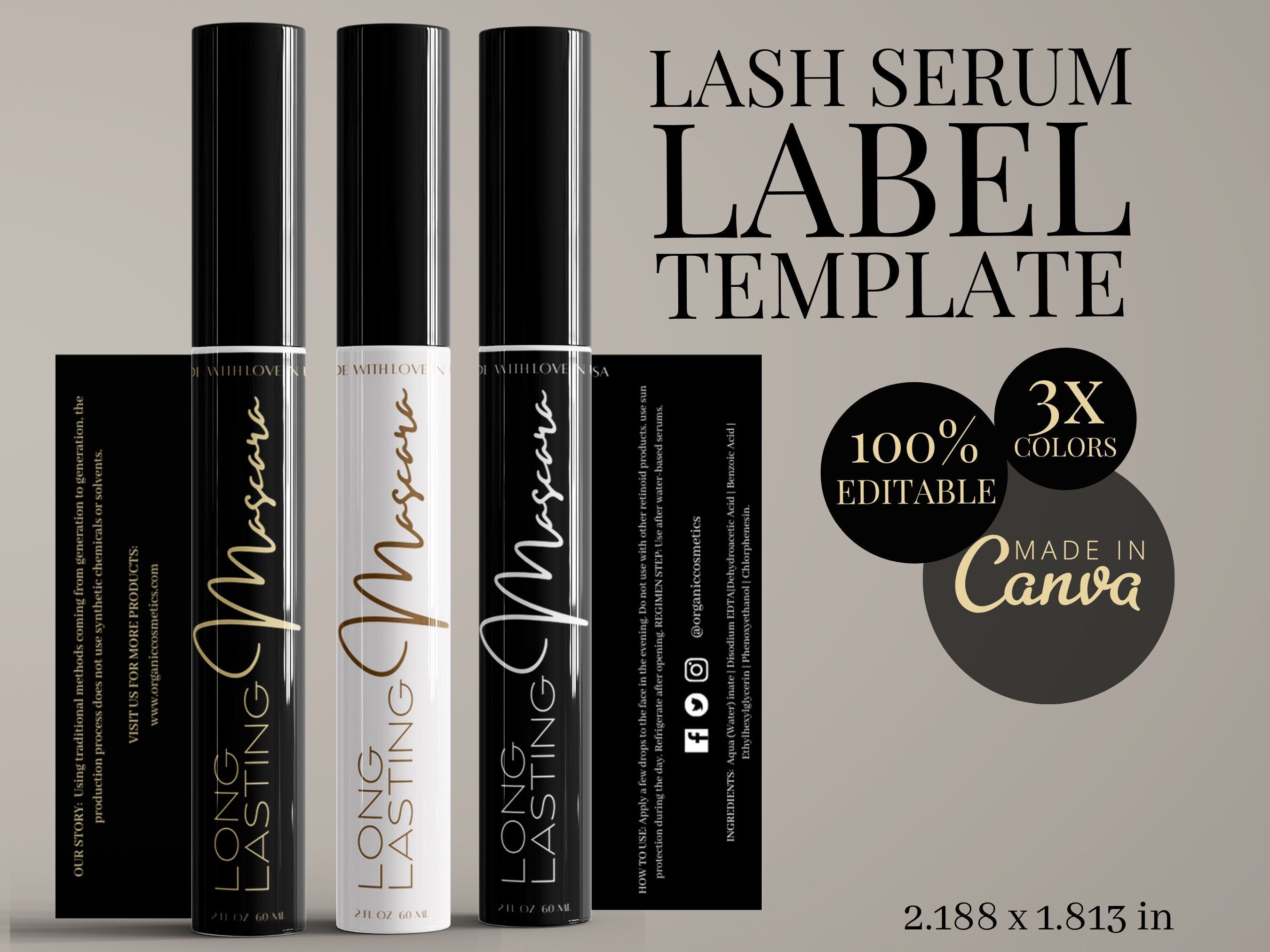 Mascara Label Template Editable Printable Custom Mascara Label - Etsy
