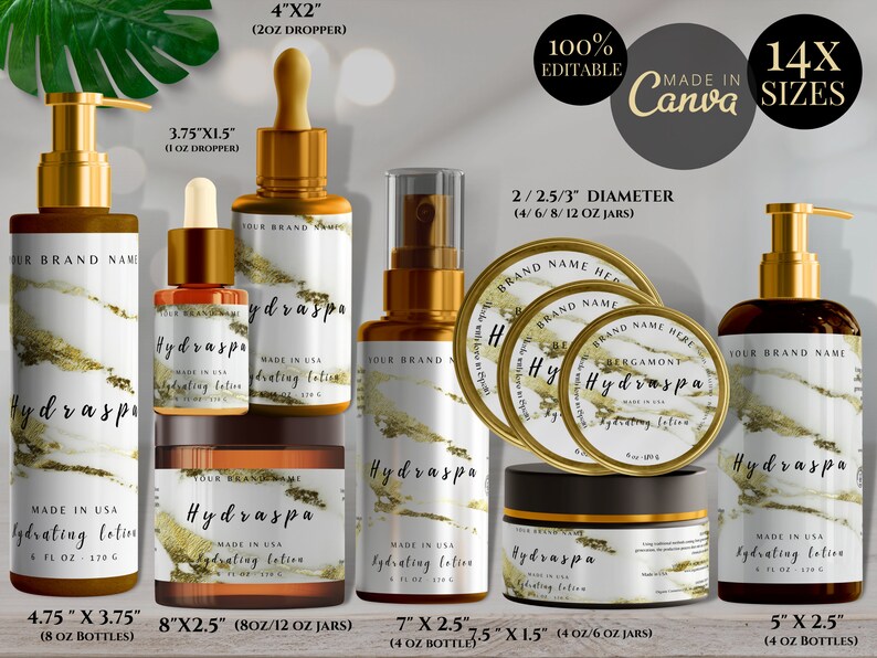Editable Gold Marble Skincare Label Template Skincare | Etsy