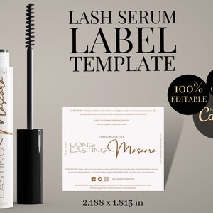 Mascara Label Template Editable Printable Custom Mascara Label Eye ...