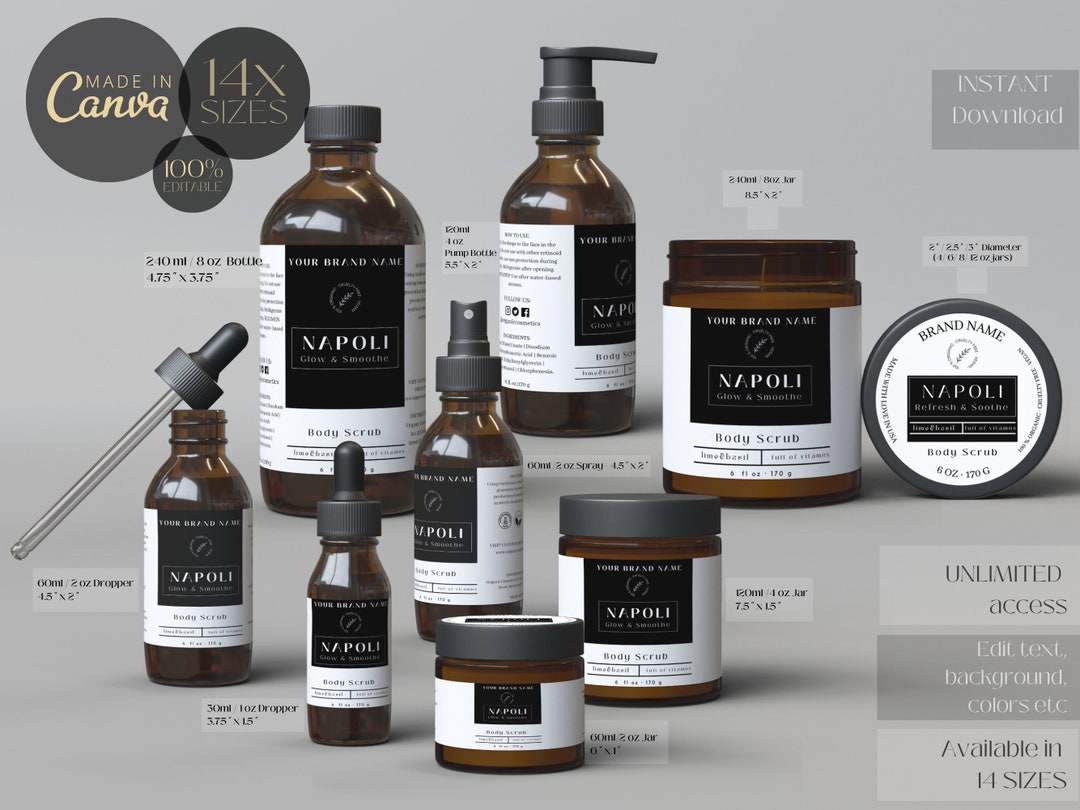 Beauty Product Label Template Bundle - Branding, Skincare Label ...