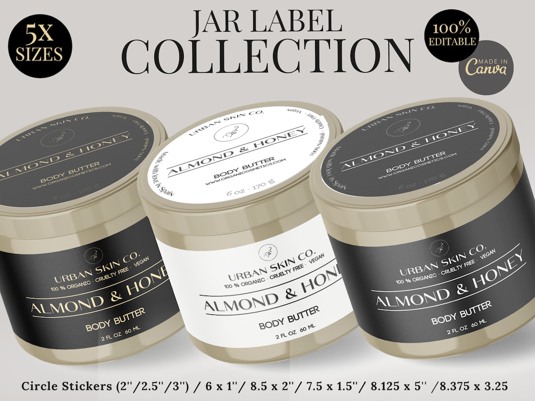 Customizable Body Butter Jar Labels Template - Digital Download for DIY ...
