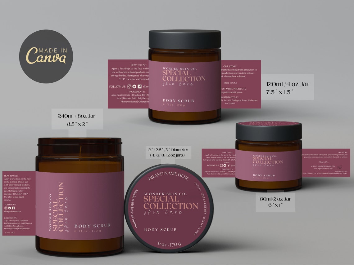 Special Collection Label Pack DIY Editable Skincare Product - Etsy