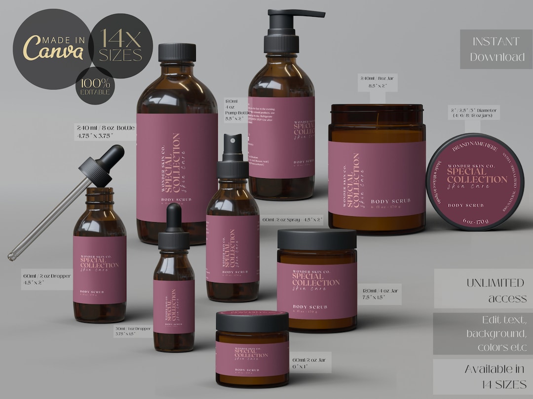 Special Collection Label Pack, DIY Editable Skincare Product Label Set ...