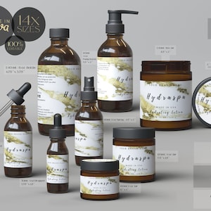 Editable Gold Marble Skincare Label Template, Skincare Cosmetic Label ...