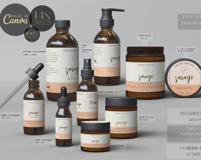 Editable Cosmetic Jar Label Template, Printable Beauty Product Label ...