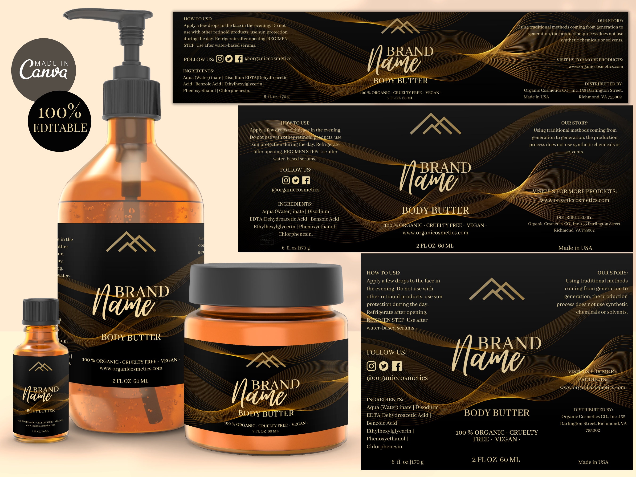 DIY Editable Body Product Labels in 10 Sizes Skincare Product - Etsy