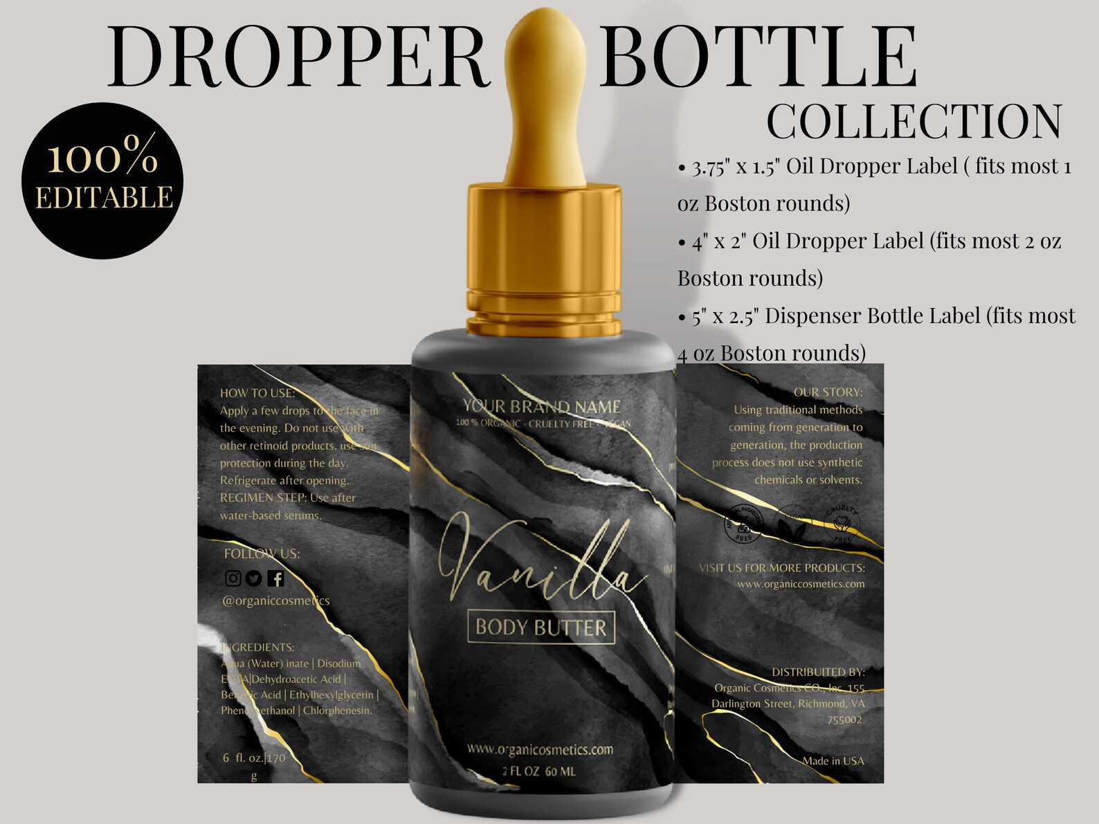 DIY Editable Skincare Product Label Collection Template Body | Etsy