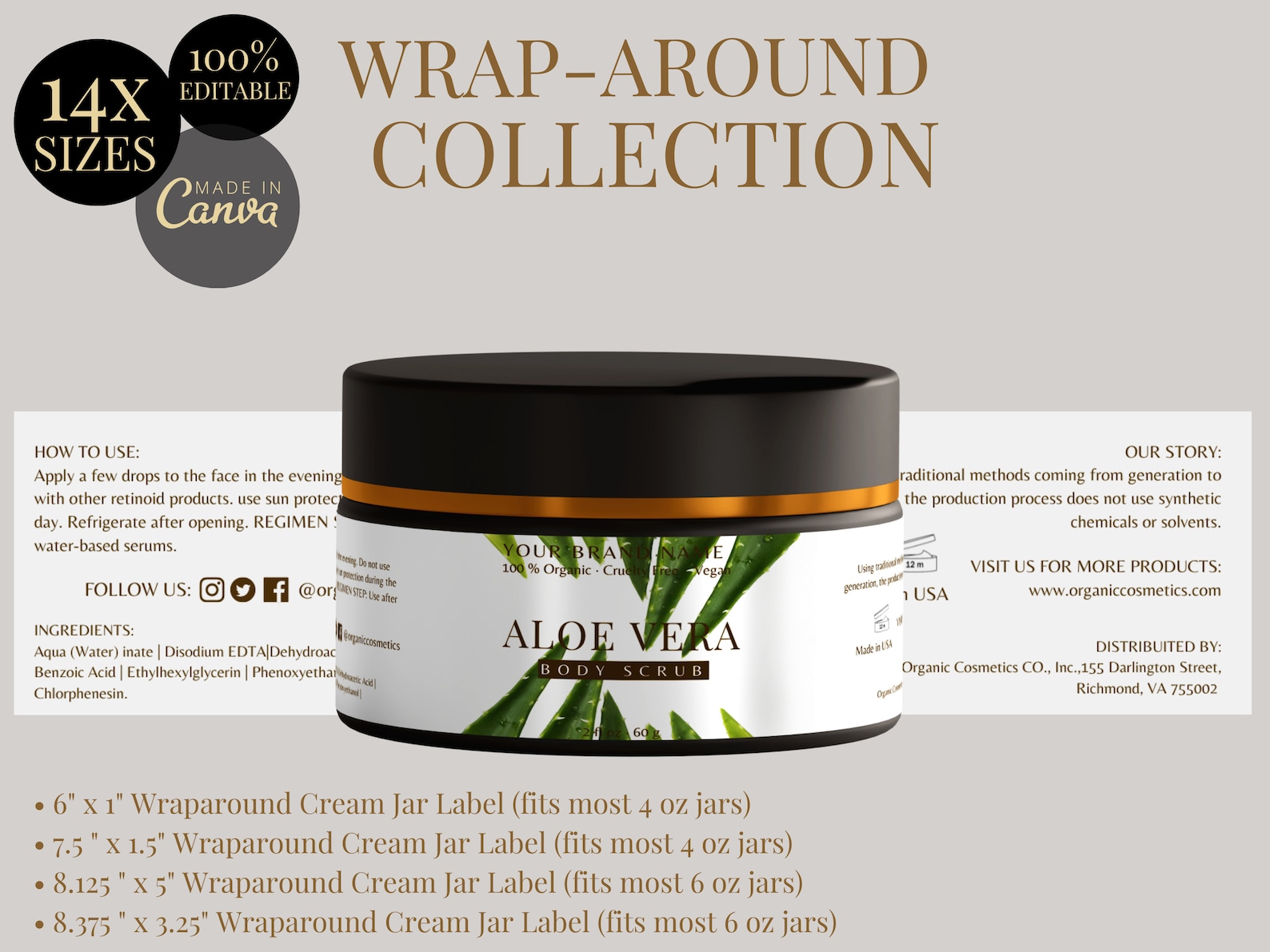 Fully Editable Body Product Label Template 14 Sizes DIY - Etsy