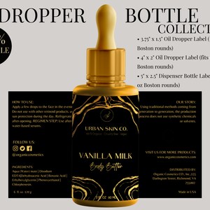 Black and Gold DIY Edit Cosmetic Product Label Editable | Etsy