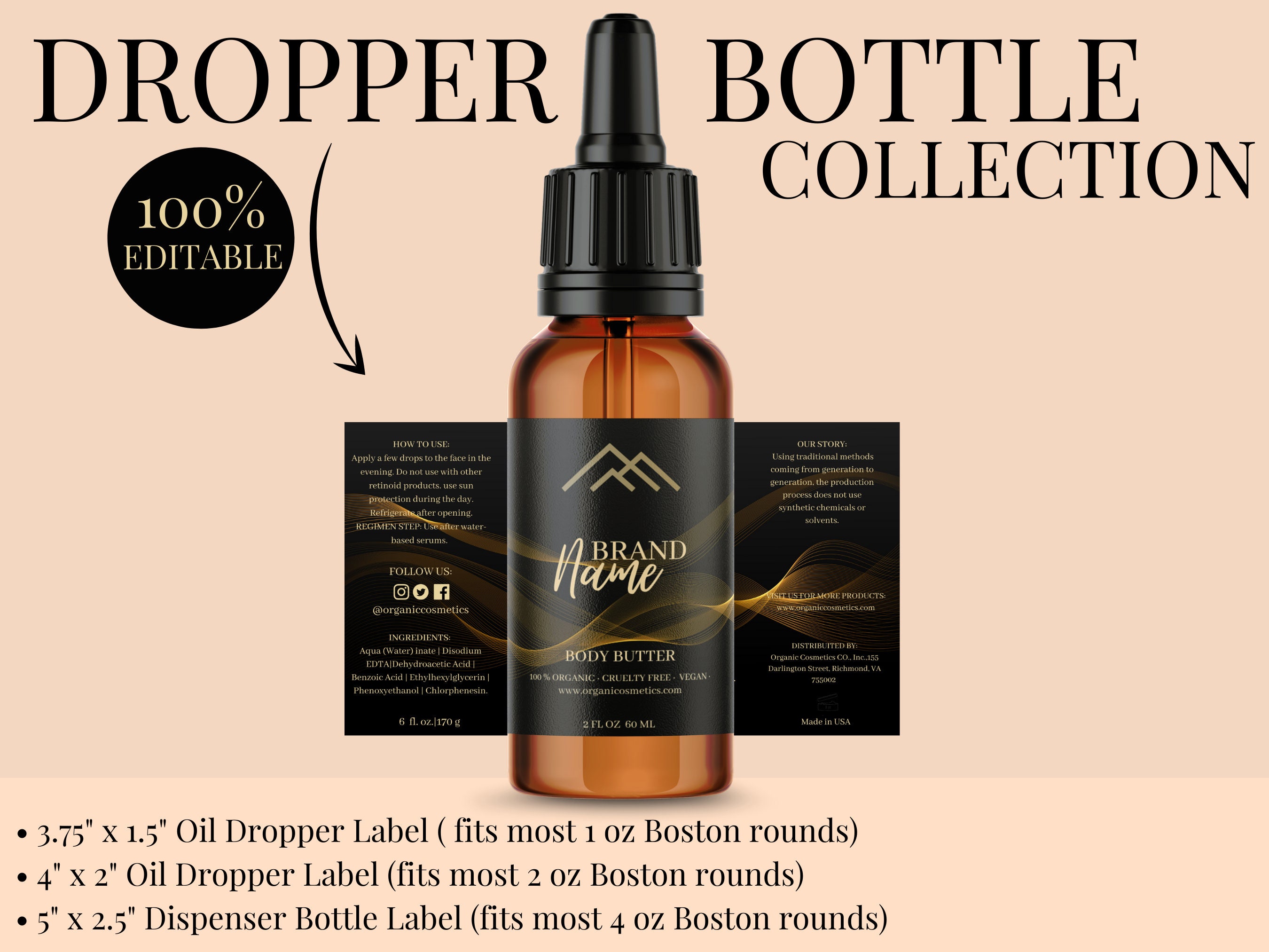 DIY Editable Body Product Labels in 10 Sizes Skincare Product - Etsy