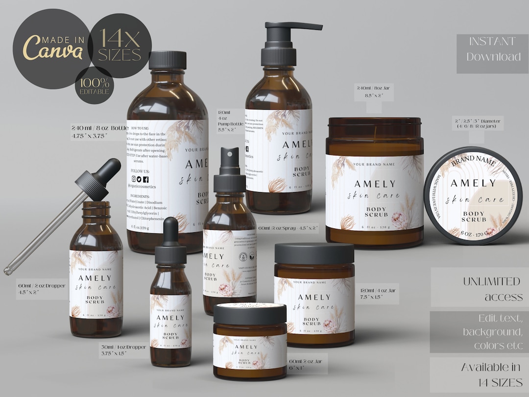 Editable Gold Floral Label Template - Peach,rose Gold,body Butter ...