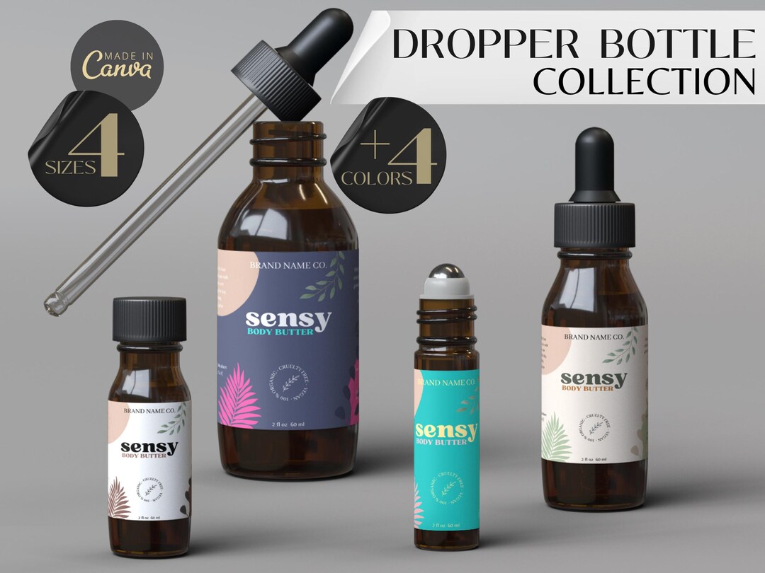 Editable Dropper Bottle Label Template Canva, Boho Body Oil Label ...