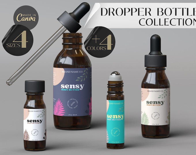 Editable Dropper Bottle Label Template Canva, Boho Body Oil Label ...