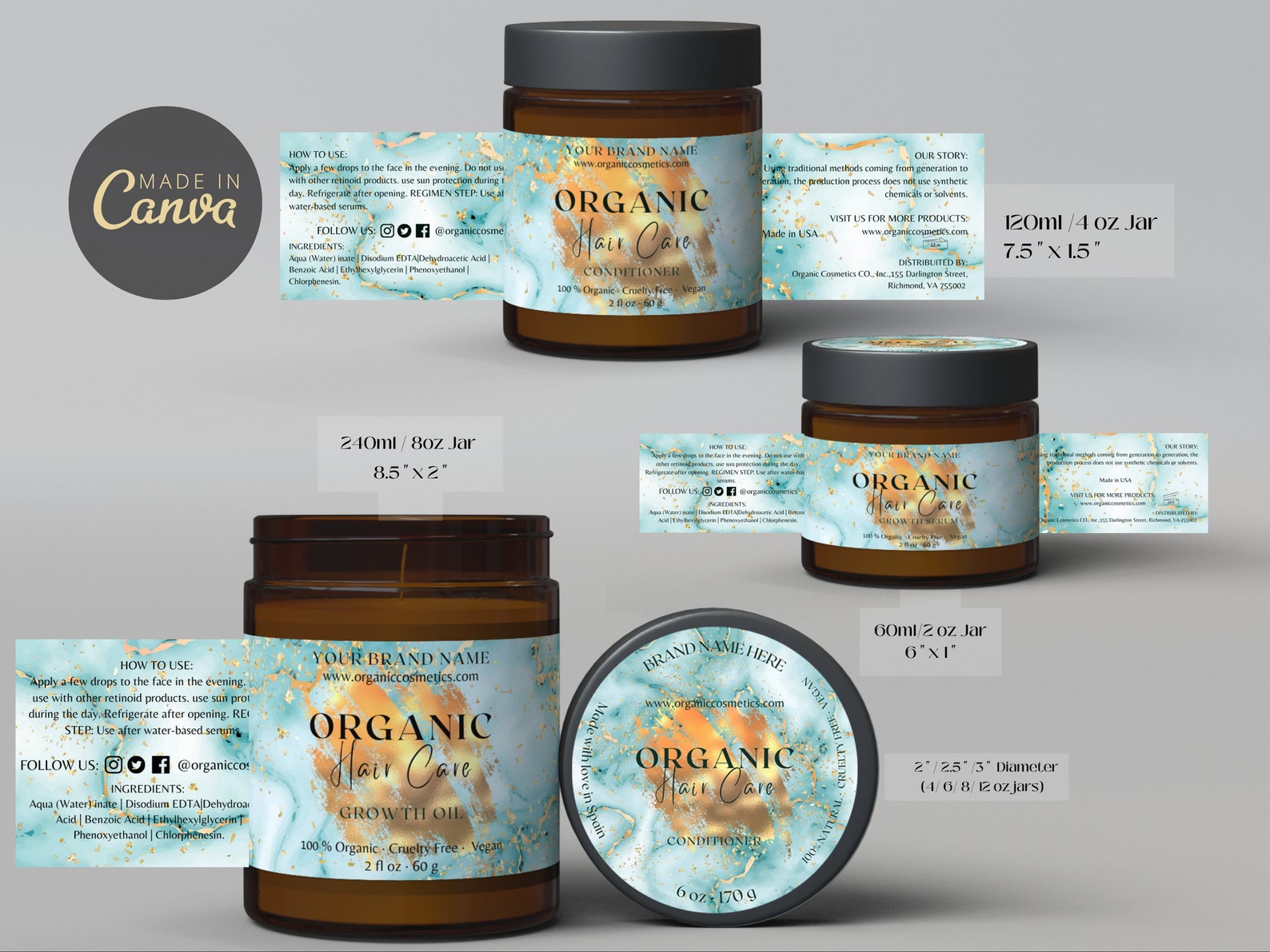 DIY Editable Skincare/cosmetic Label Collection Shampoo - Etsy