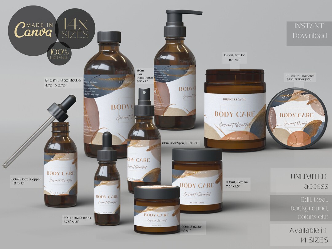Editable Body Product Labels Printable Boho Labels DIY - Etsy Canada