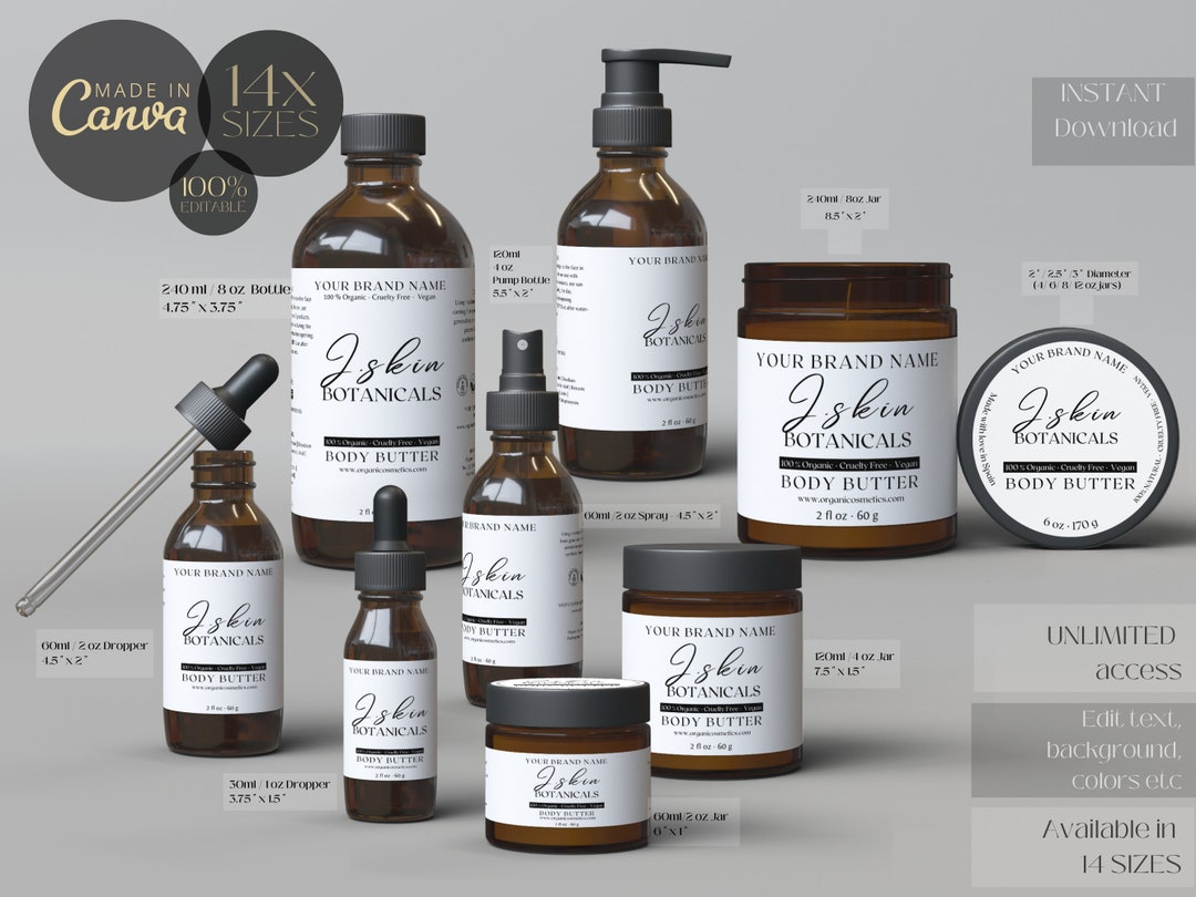 Editable Body Product Labels CANVA, DIY Cosmetic Labels, Editable ...