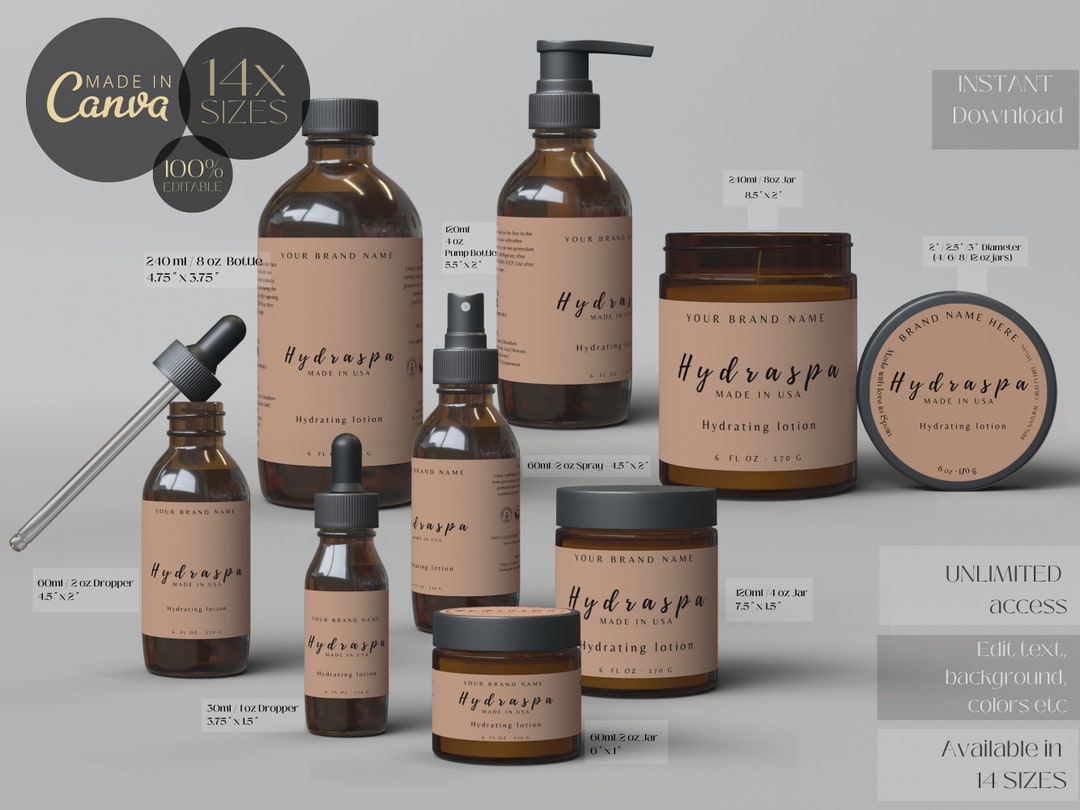 Editable COSMETIC Labels, Editable Body Product Labels, DIY Cosmetic ...