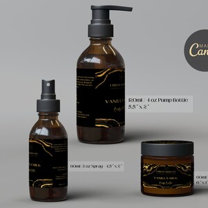 Black and Gold DIY Edit Cosmetic Product Label, Editable Cosmetic Label ...