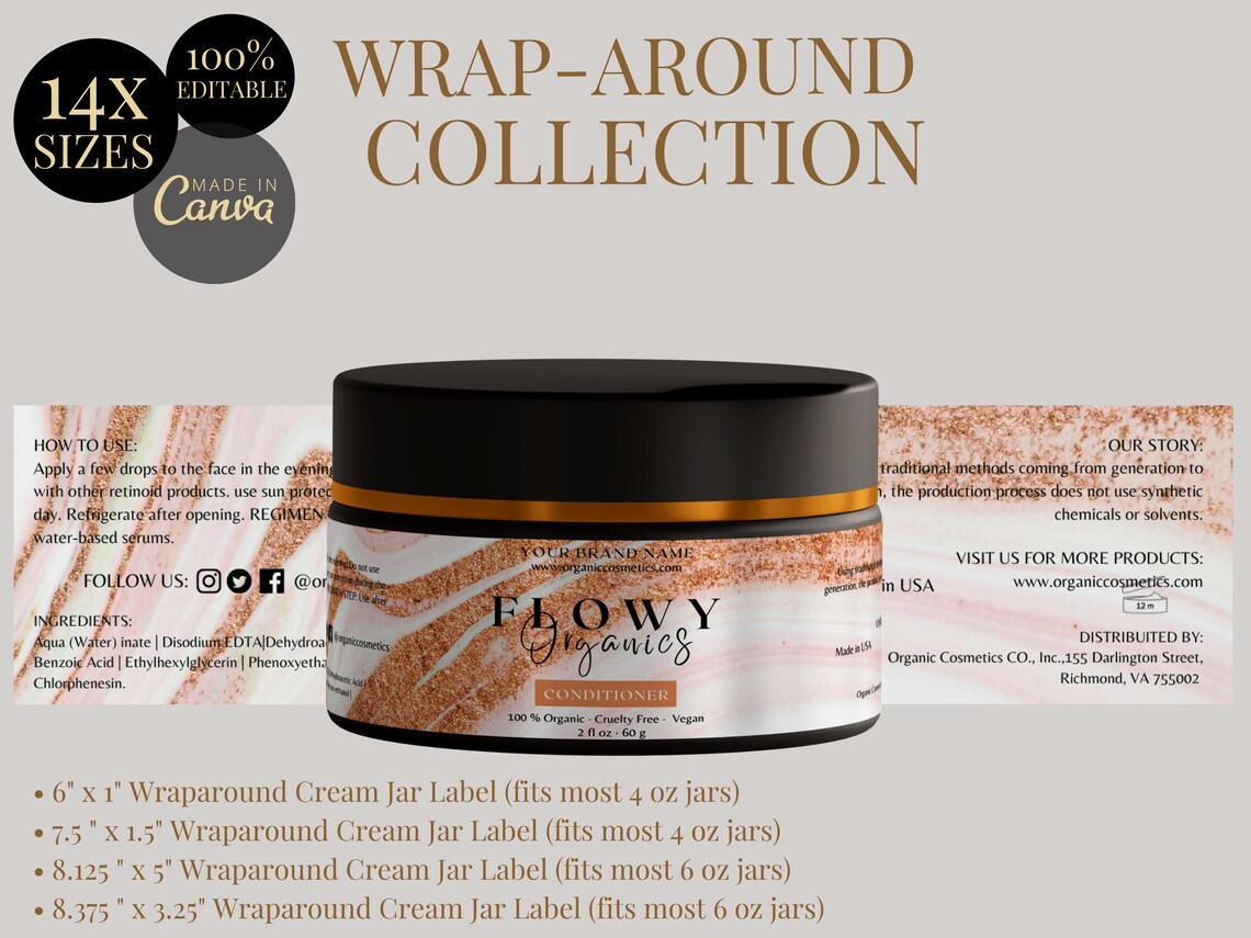 Editable Body Product Labels DIY Cosmetic Labels Glitter | Etsy