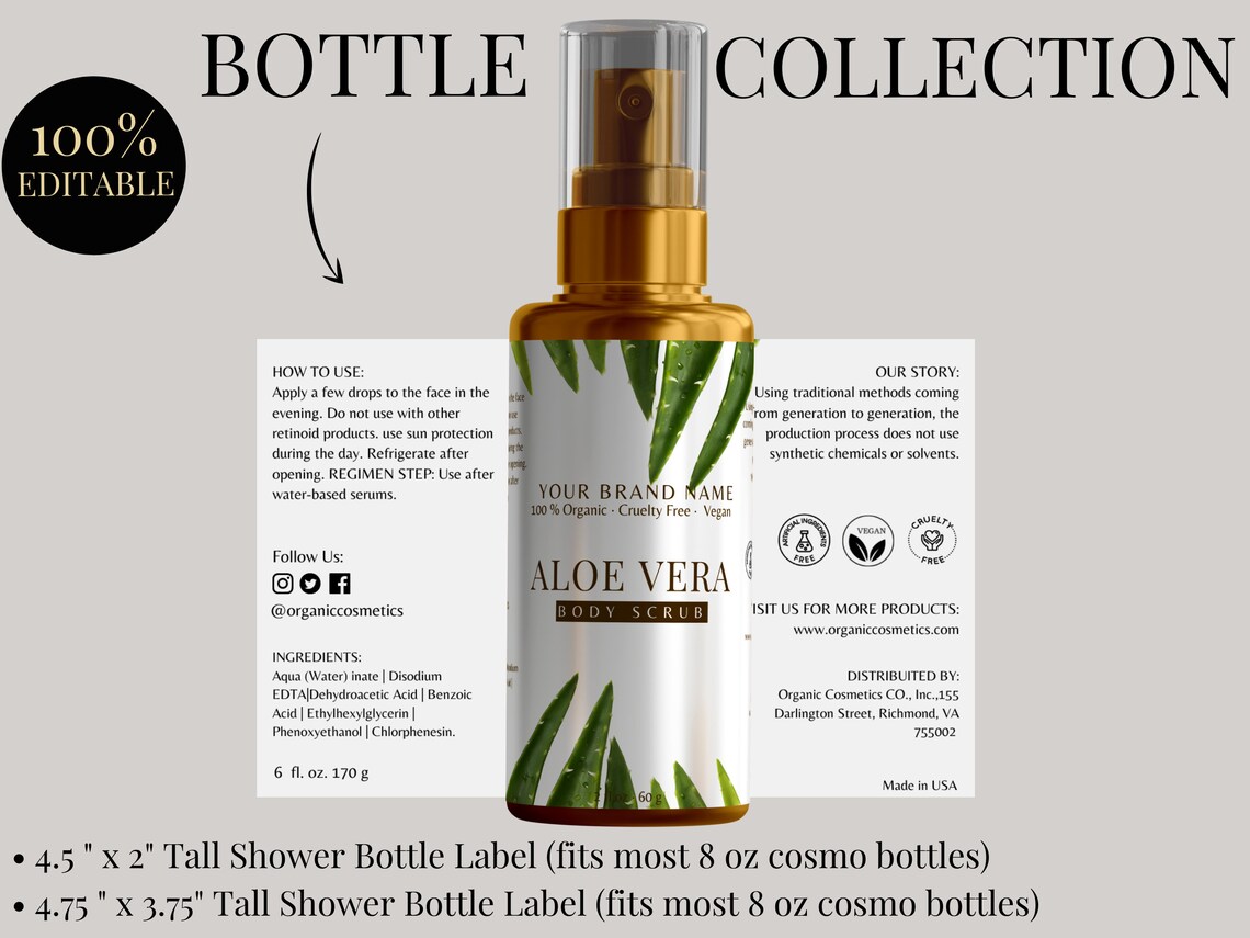 Fully Editable Body Product Label Template 14 Sizes DIY - Etsy