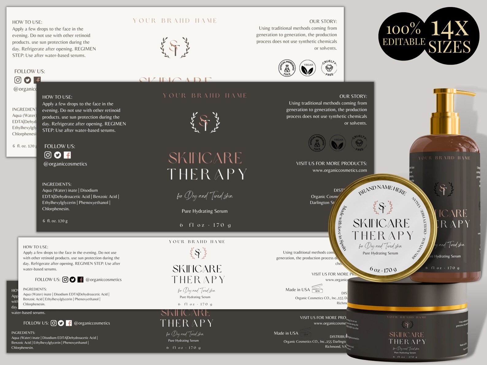 Editable Cosmetic Label Template Customisable Beauty Product - Etsy