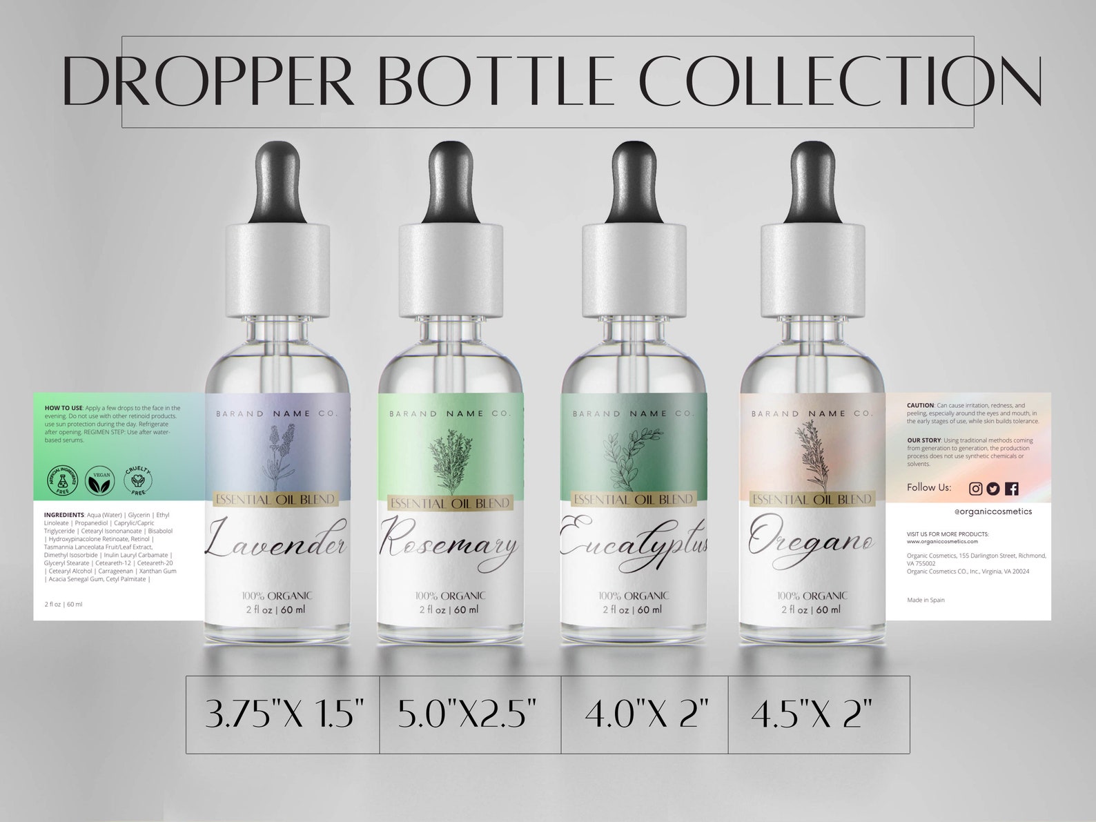 Essential Oil Label Editable Dropper Bottle Template - Etsy