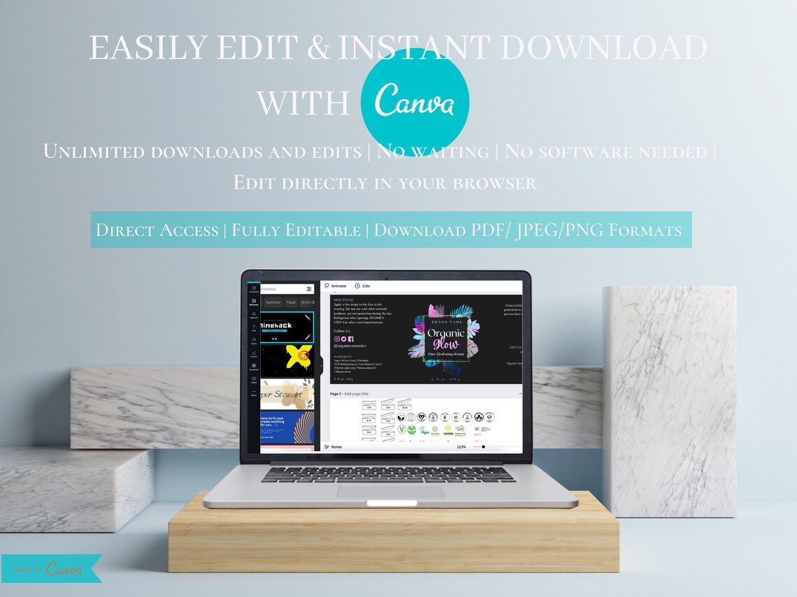 Neon Flowers 00% Editable Cosmetic Labels Template Body Scrub - Etsy