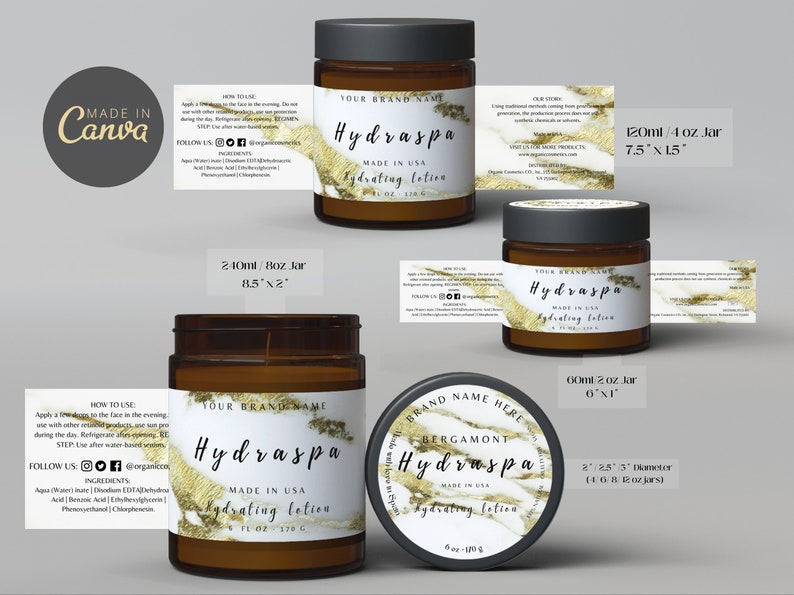 Editable Gold Marble Skincare Label Template Skincare - Etsy