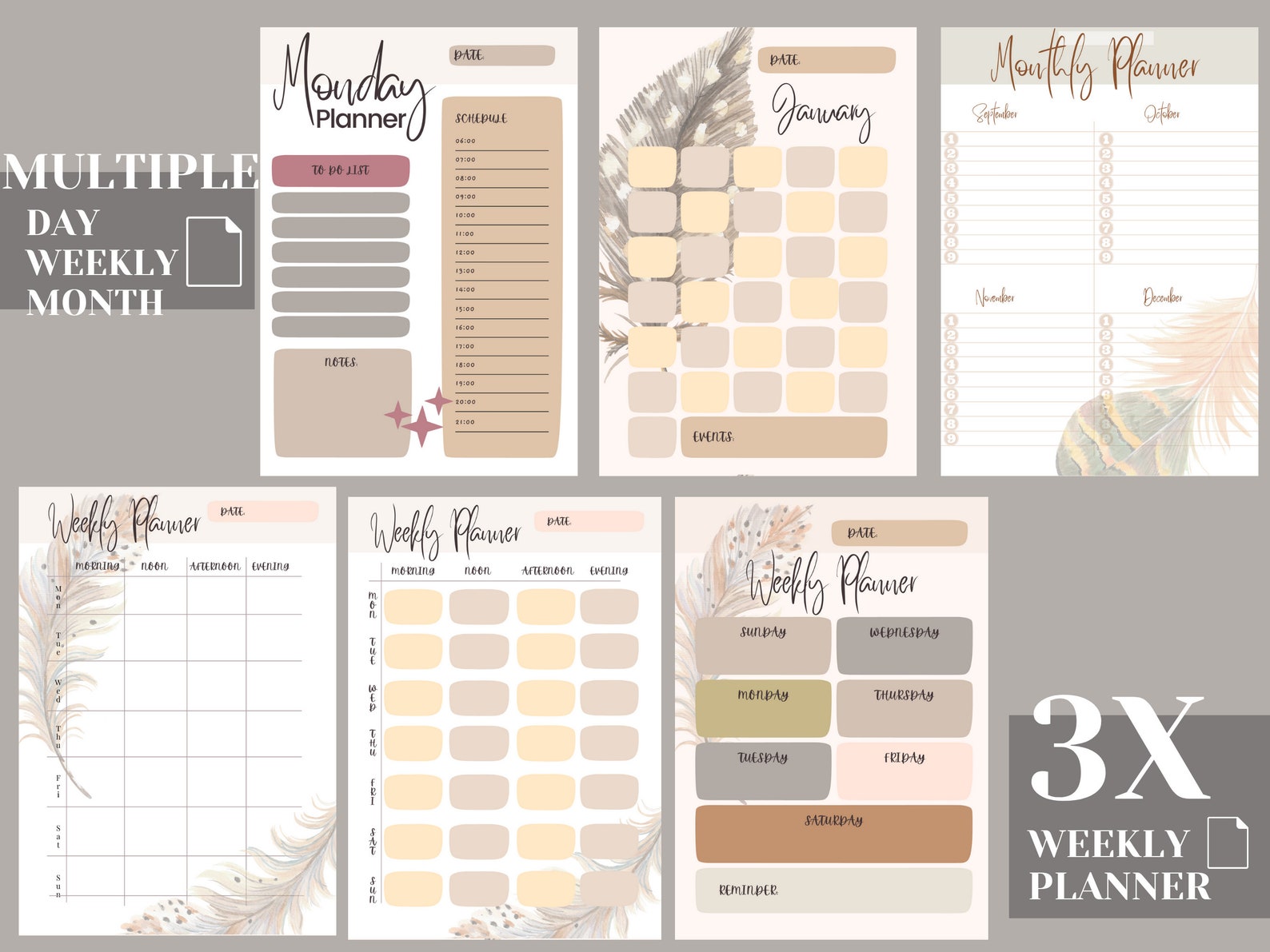 Printable Daily Planner Boho Student Planner Printable - Etsy