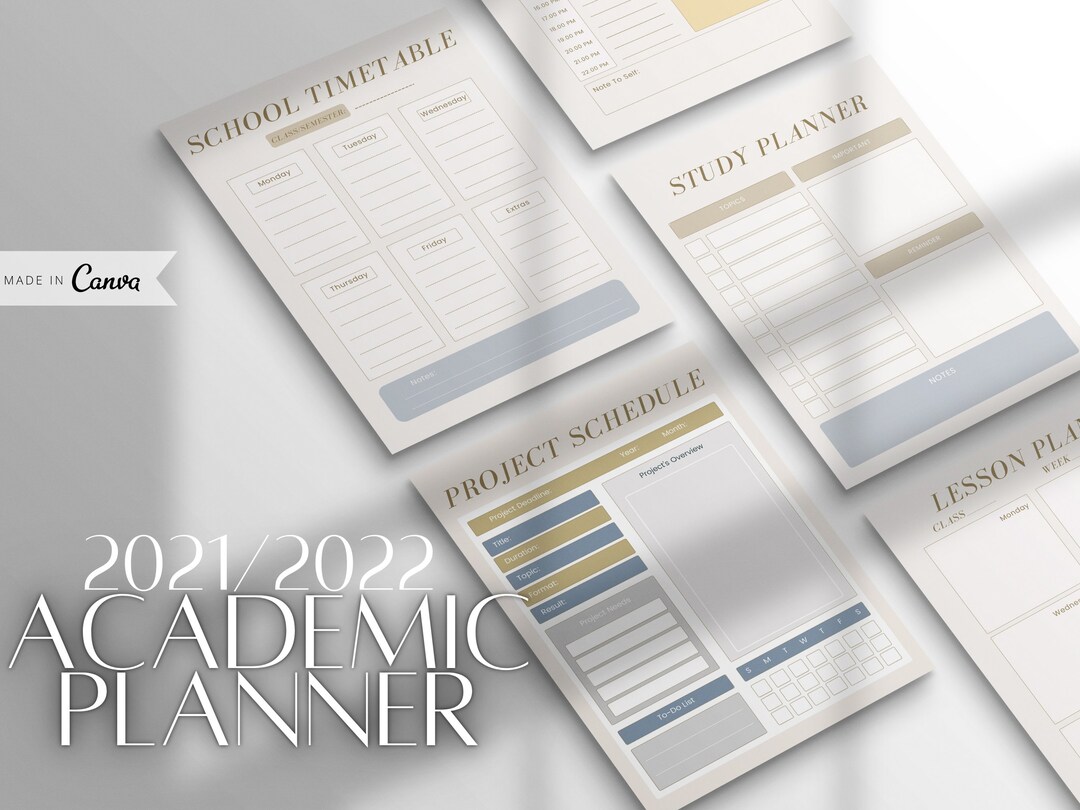 2021 2022 Planner, Academic Planner Printable Template, Student Planner ...