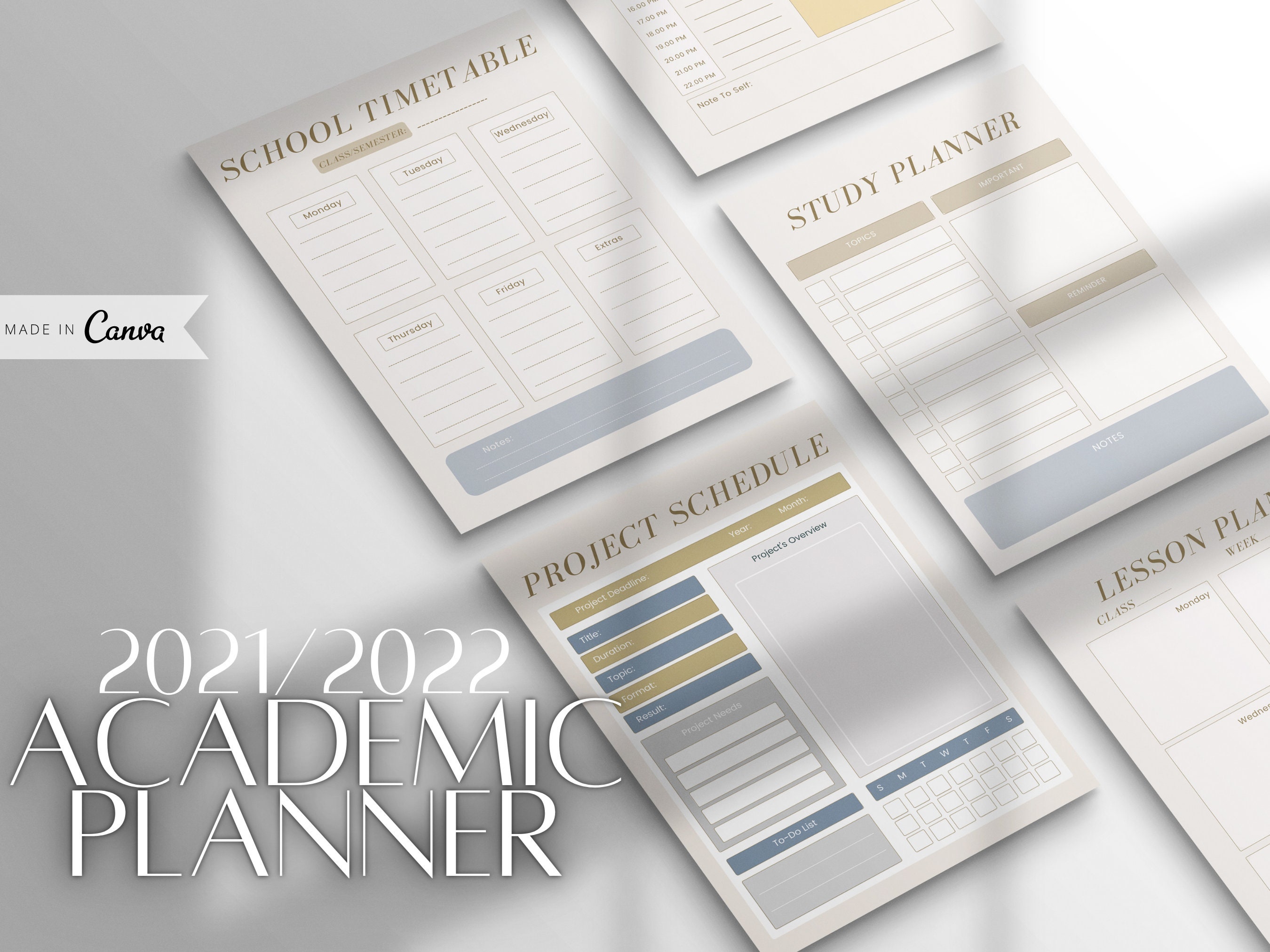 2021 2022 Planner Academic Planner Printable Template | Etsy