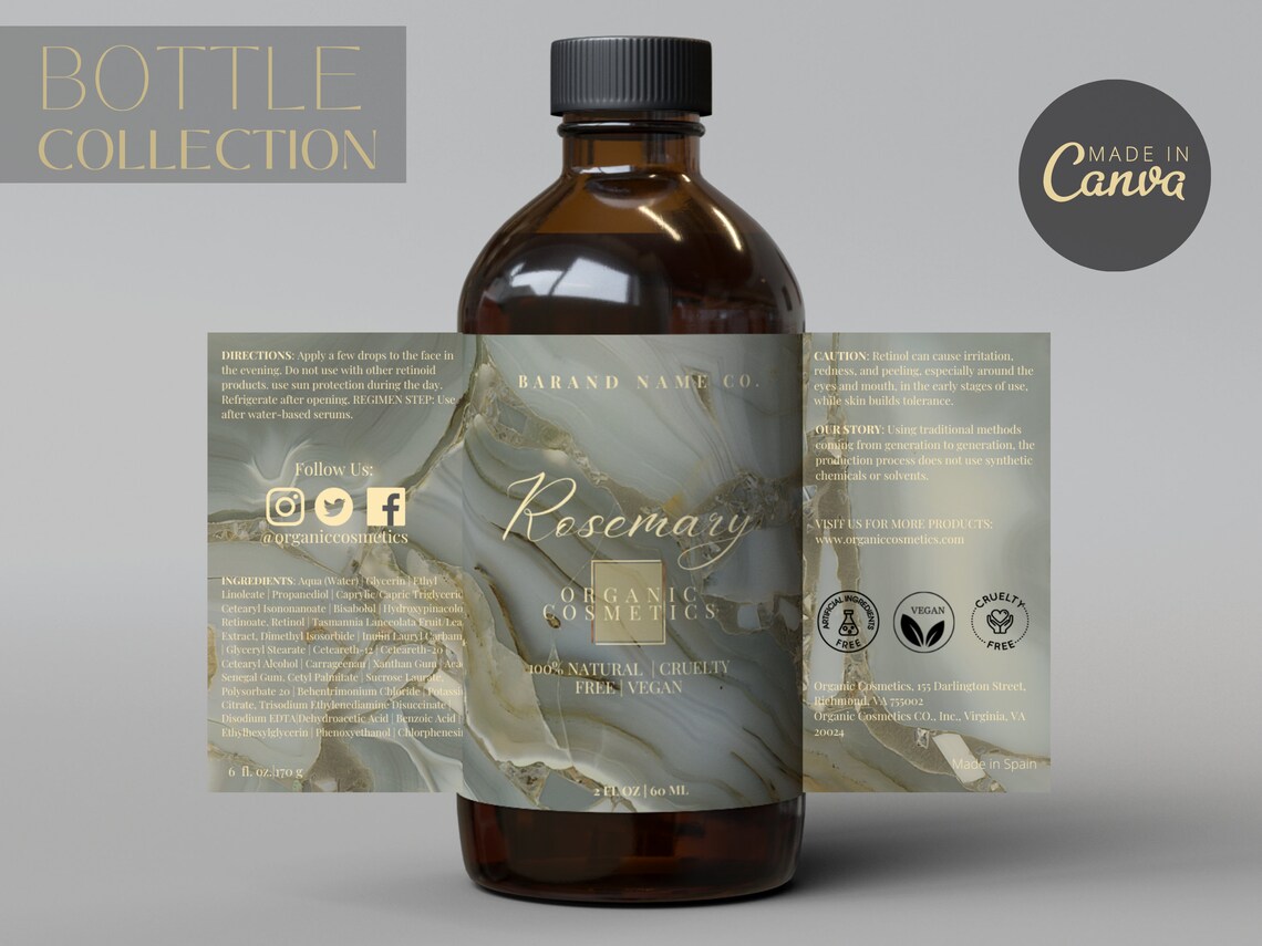 Luxury Skincare Product Label Cosmetic Label Pack DIY Body - Etsy