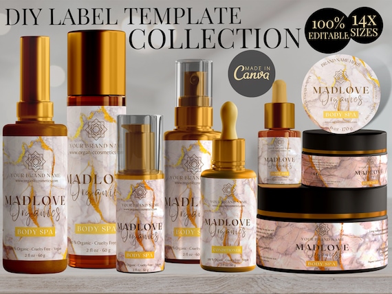 Cosmetic Label Template Rose Gold Editable Product Label - Etsy